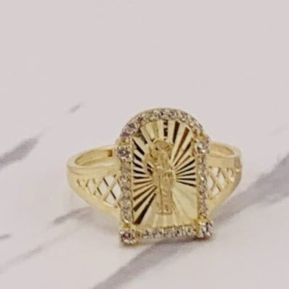 10k Gold Ring - Holy Death - Santa Muerte Size 8.5 - Gem